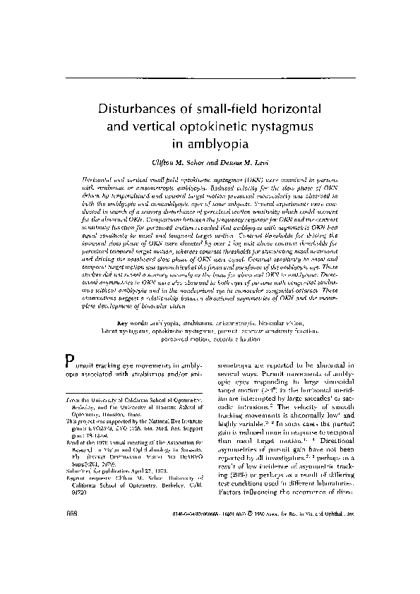 (PDF) Disturbances of small-field horizontal and vertical optokinetic ...