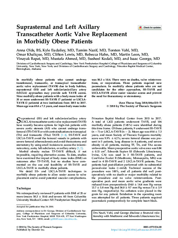 (PDF) Suprasternal and Left Axillary Transcatheter Aortic Valve ...
