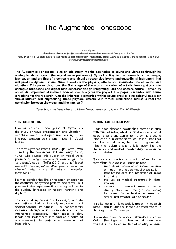 (PDF) The Augmented Tonoscope