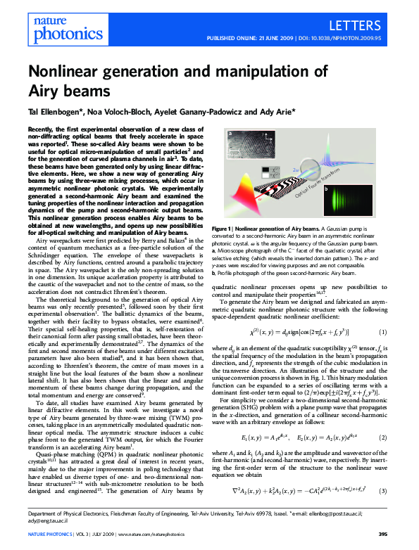 (PDF) Nonlinear generation and manipulation of Airy beams