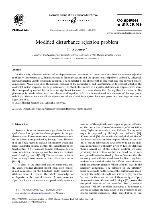 (PDF) Modified disturbance rejection problem
