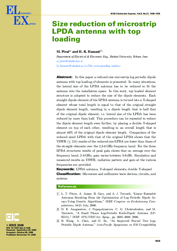 (PDF) Size reduction of microstrip LPDA antenna with top loading