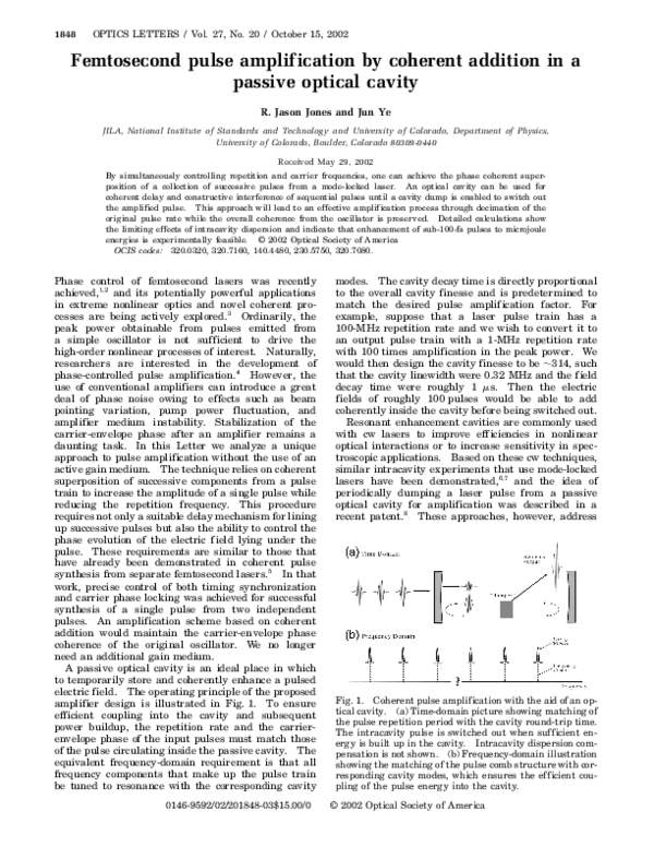 (PDF) Femtosecond pulse amplification by coherent addition in a passive ...