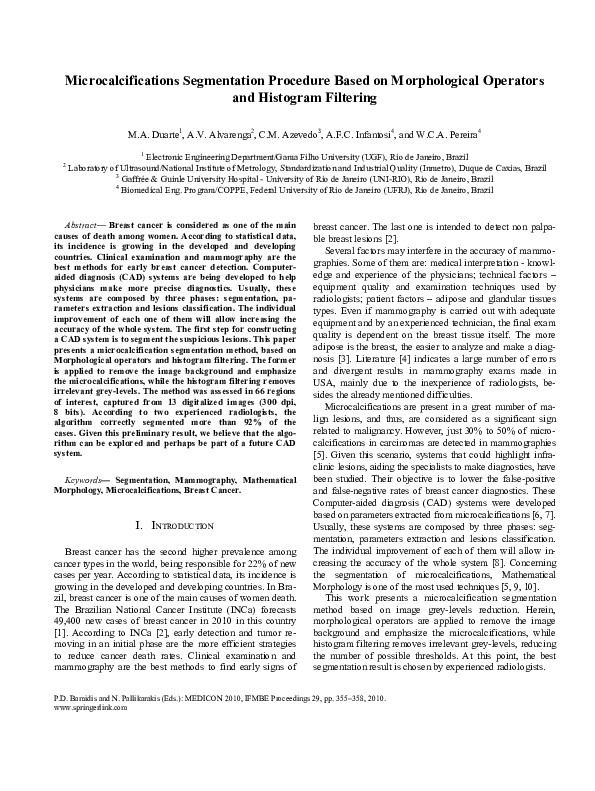 (PDF) Microcalcifications Segmentation Procedure Based on Morphological Operators and Histogram ...