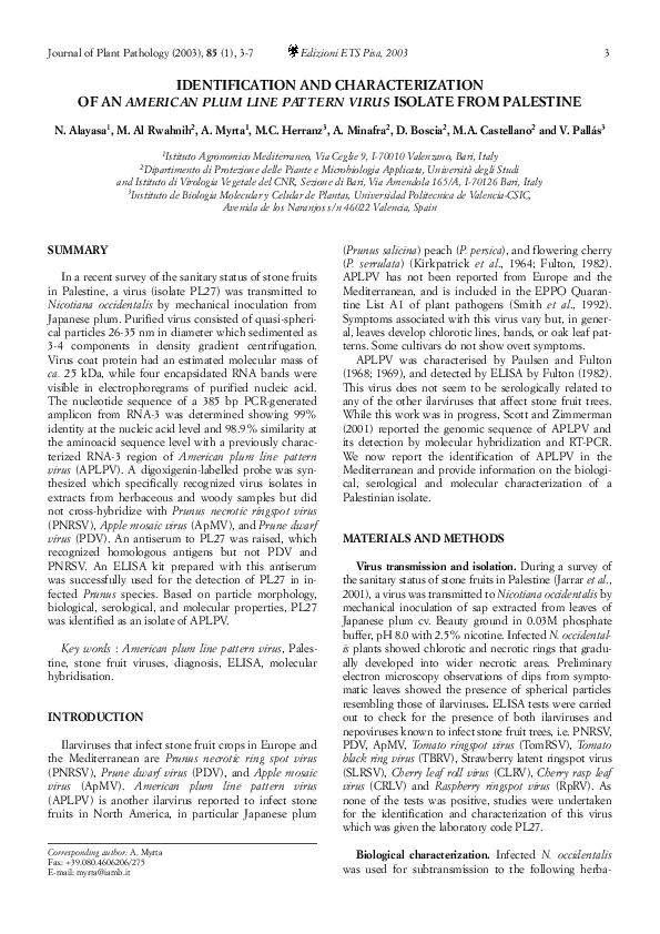 (PDF) Identification and characterization of an American plum line ...