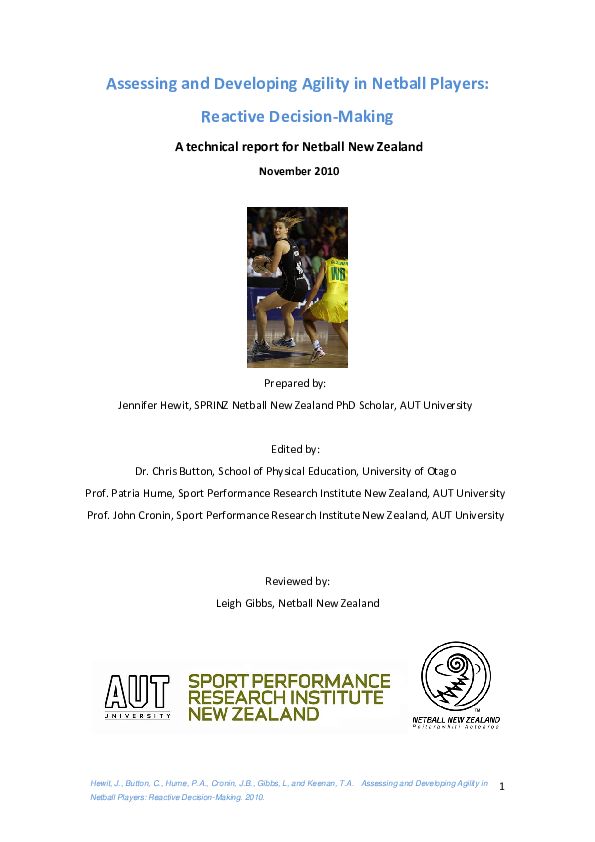 (PDF) Assessing and developing agility in netball players
