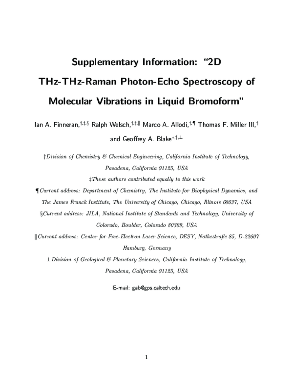 (PDF) 2D THz-THz-Raman Photon-Echo Spectroscopy of Molecular Vibrations ...