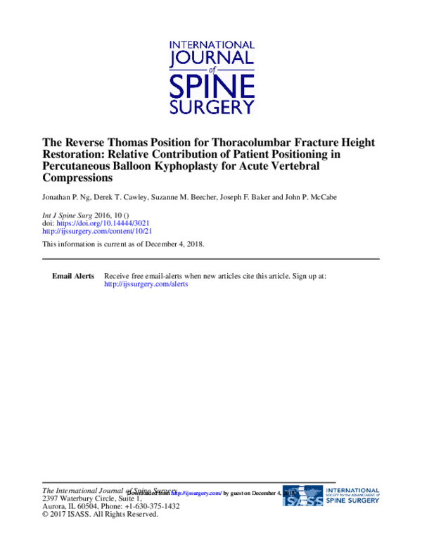 (PDF) The Reverse Thomas Position for Thoracolumbar Fracture Height ...