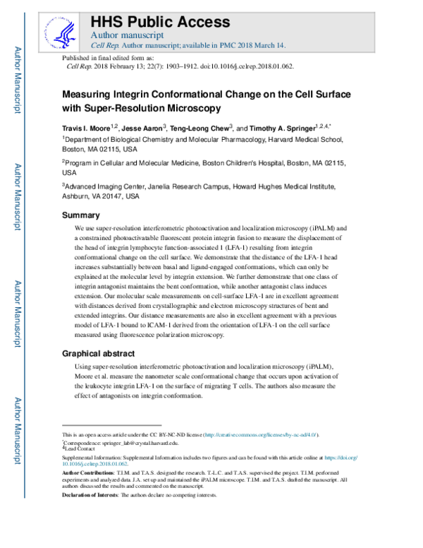 (PDF) Measuring Integrin Conformational Change on the Cell Surface with ...