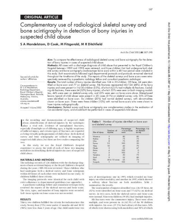 (PDF) Complementary use of radiological skeletal survey and bone ...