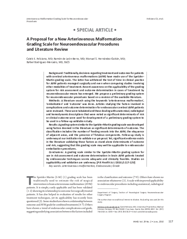 (PDF) A proposal for a new arteriovenous malformation grading scale for ...