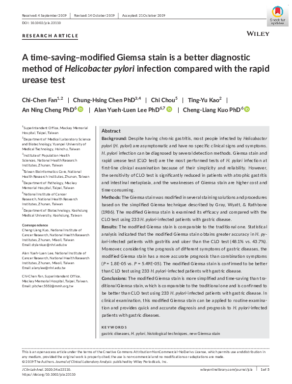 (PDF) A time‐saving–modified Giemsa stain is a better diagnostic method ...