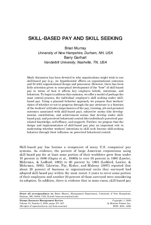 (PDF) Skill-Based Pay and Skill Seeking