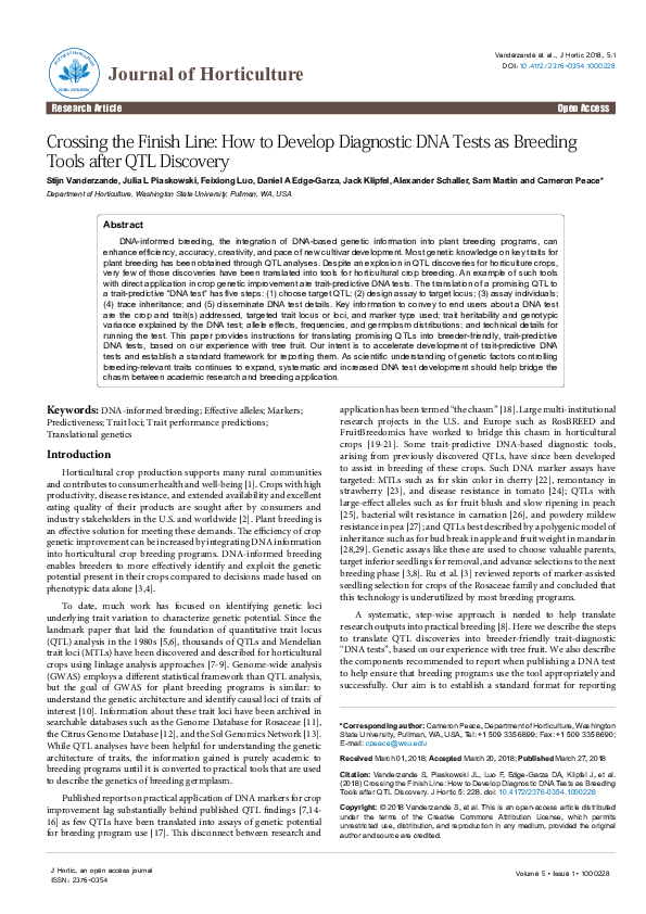 (PDF) Crossing the Finish Line: How to Develop Diagnostic DNA Tests as ...