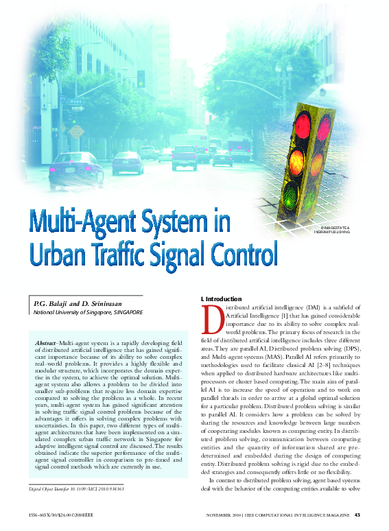 (PDF) Multi-Agent System in Urban Traffic Signal Control