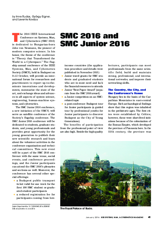 (PDF) SMC 2016 and SMC Junior 2016 [Conference Reports]
