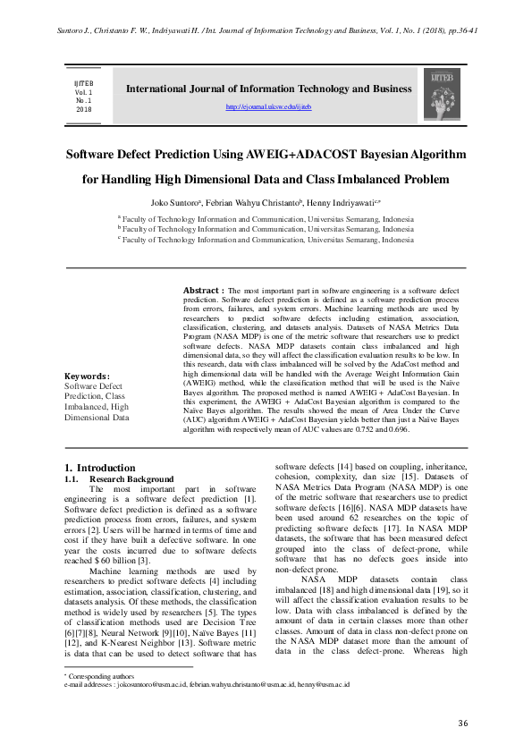 (PDF) Software Defect Prediction Using AWEIG+ADACOST Bayesian Algorithm for Handling High ...