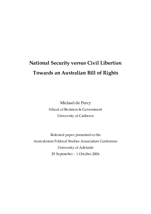 (PDF) National Security versus Civil Liberties: Towards an Australian ...