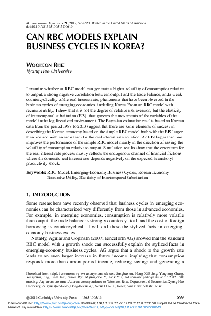 (PDF) Can RBC Models Explain Business Cycles in Korea?
