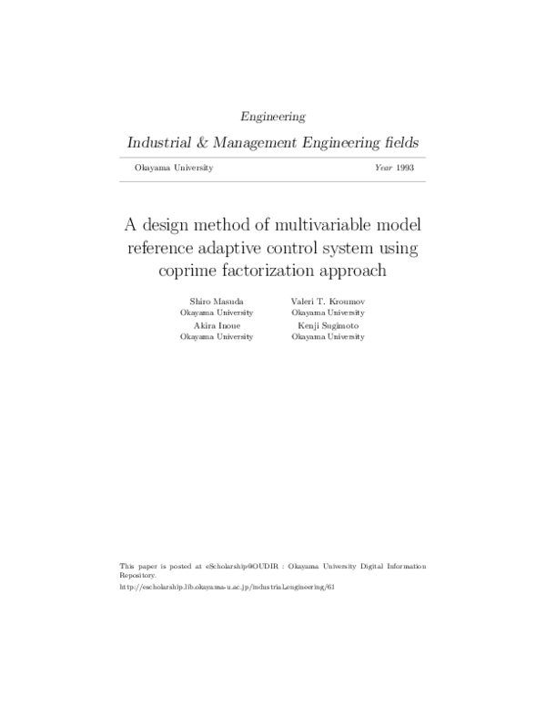 (PDF) Coprime Factorization for Adaptive Control