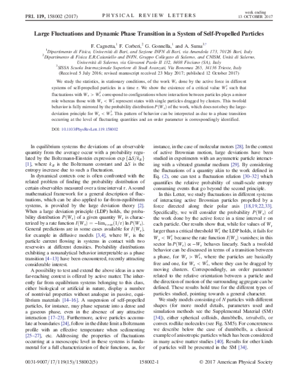 (PDF) Large Fluctuations and Dynamic Phase Transition in a System of Self-Propelled Particles