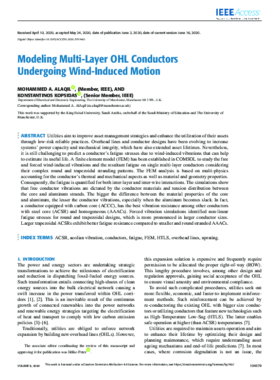 (PDF) Modeling Multi-Layer OHL Conductors Undergoing Wind-Induced Motion