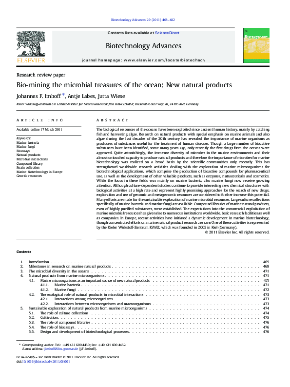 (PDF) Bio-mining the microbial treasures of the ocean: New natural products