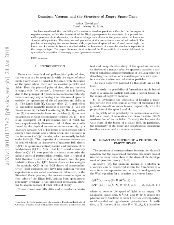 (PDF) Quantum Vacuum and the Structure of Empty Space–Time