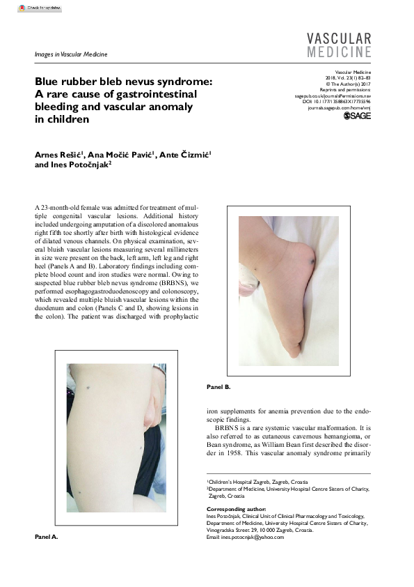 (PDF) Blue rubber bleb nevus syndrome: A rare cause of gastrointestinal ...