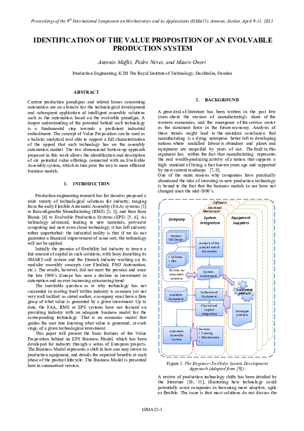 (PDF) Identification of the value proposition of an evolvable production system