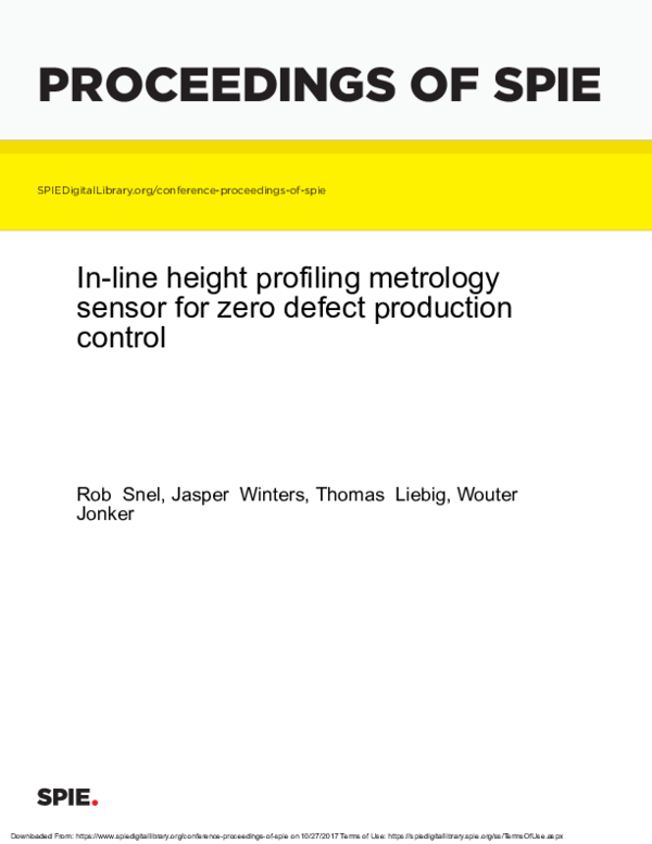 (PDF) In-line height profiling metrology sensor for zero defect ...