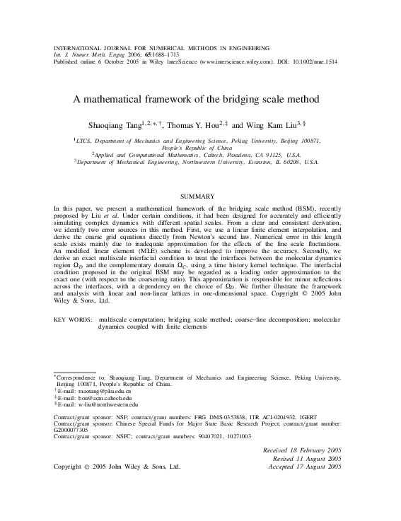 (PDF) A mathematical framework of the bridging scale method