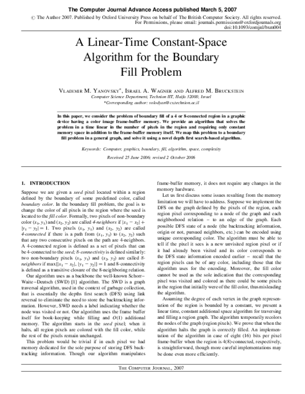 (PDF) A Linear-Time Constant-Space Algorithm for the Boundary Fill Problem