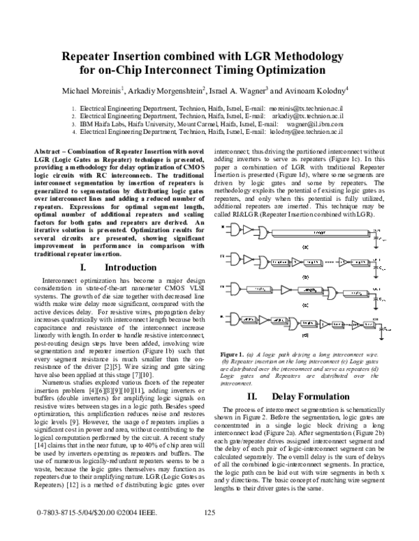 (PDF) Repeater insertion combined with LGR methodology for on-chip interconnect timing optimization