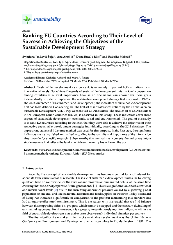 (PDF) Ranking EU Countries According to Their Level of Success in ...