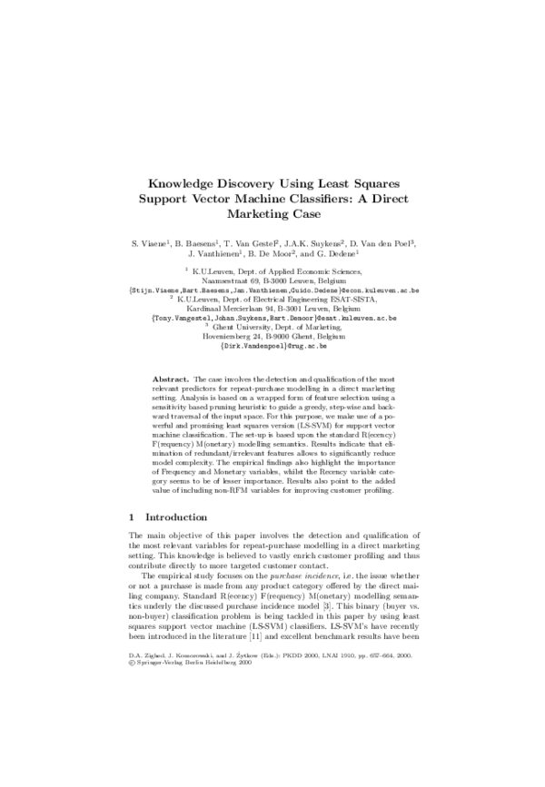 Pdf Knowledge Discovery Using Least Squares Support Vector Machine