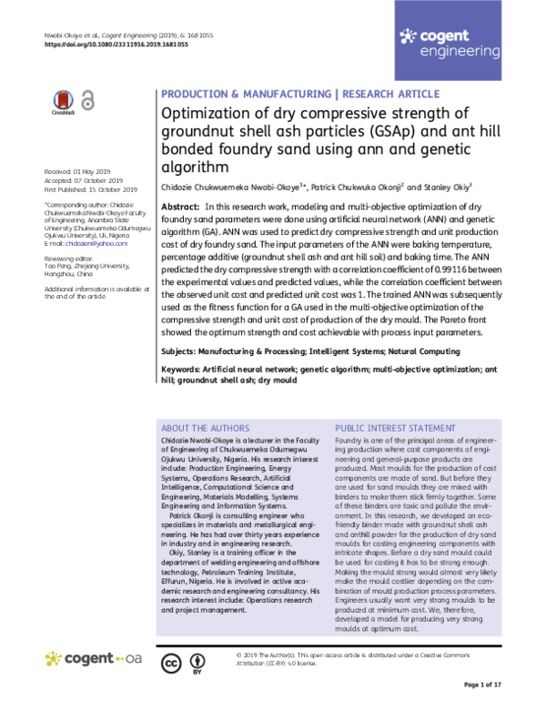 (PDF) Optimization of dry compressive strength of groundnut shell ash ...