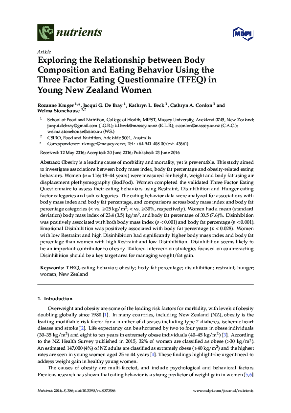(PDF) Exploring the Relationship between Body Composition and Eating ...