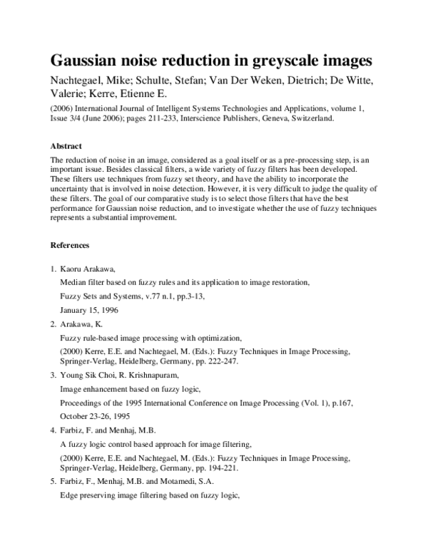 (PDF) Gaussian noise reduction in greyscale images