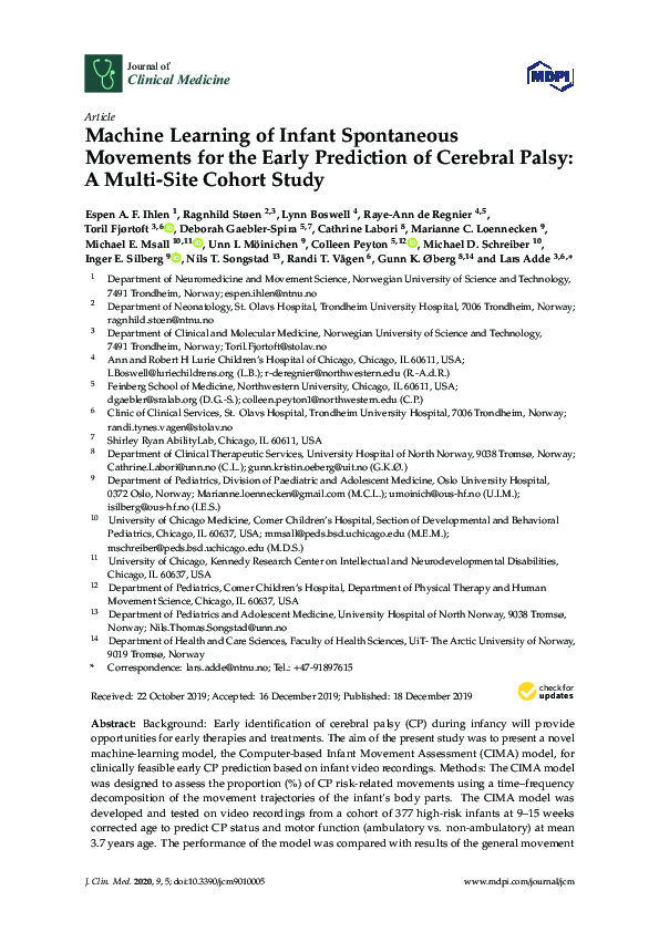 (PDF) Machine Learning of Infant Spontaneous Movements for the Early ...