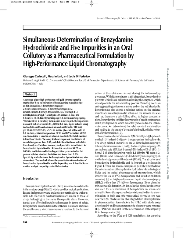 (PDF) Simultaneous Determination of Benzydamine Hydrochloride and Five ...