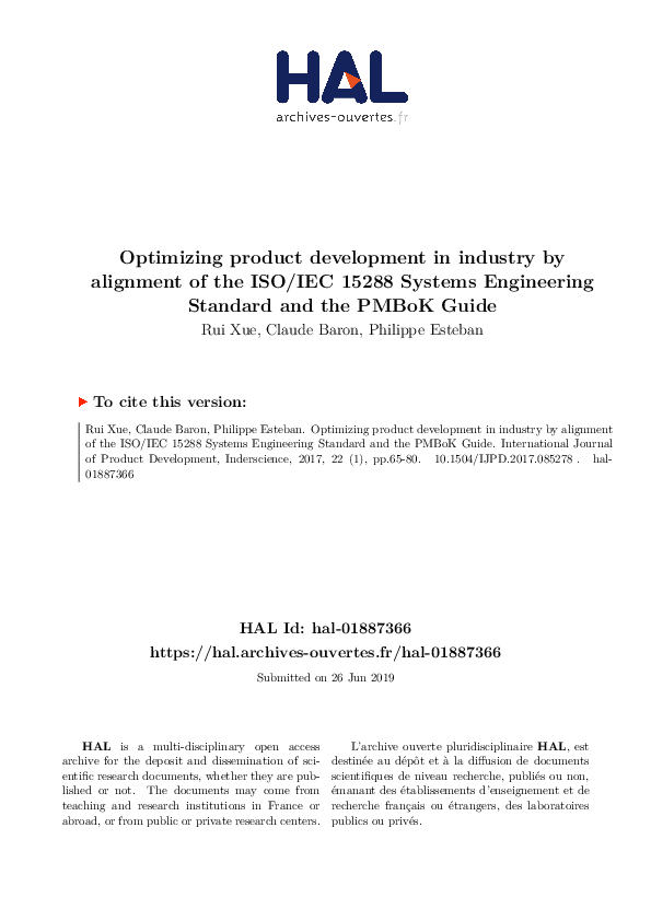(PDF) Optimising product development in industry by alignment of the ...