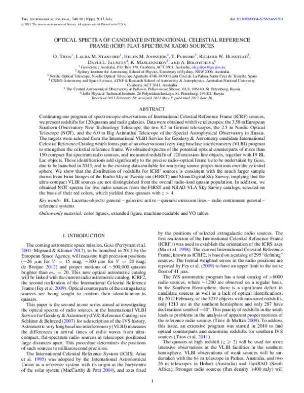 (PDF) Optical Spectra of Candidate International Celestial Reference ...