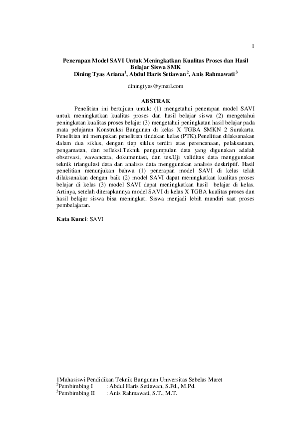 (PDF) Application of SAVI’s Model To Improve The Quality of Process And ...
