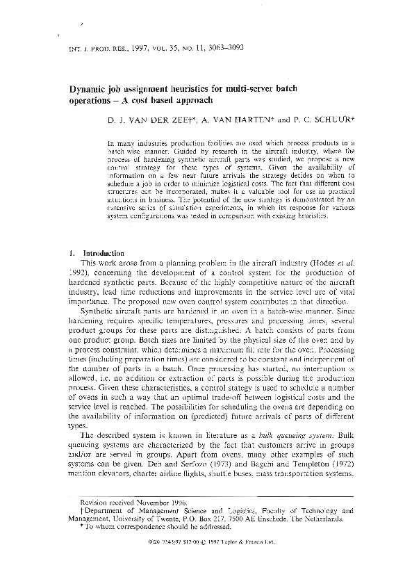 (PDF) Dynamic job assignment heuristics for multi-server batch operations- A cost based approach