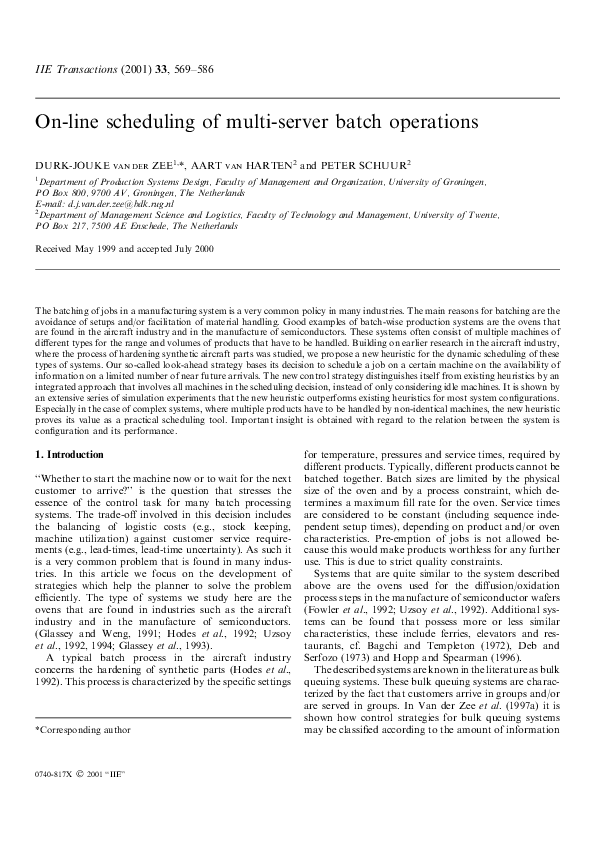 (PDF) On-line scheduling of multi-server batch operations