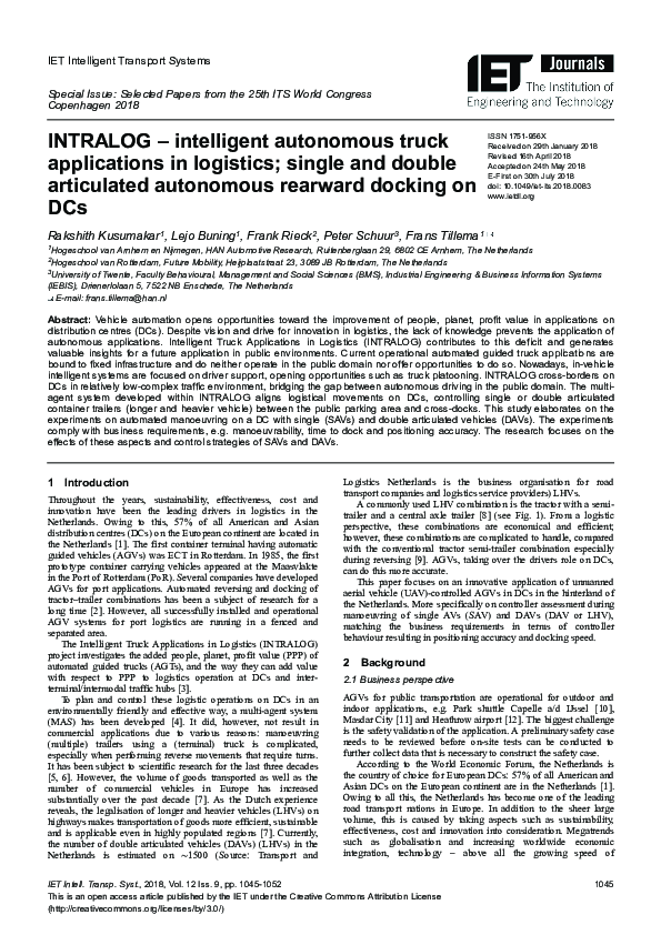 (PDF) INTRALOG – intelligent autonomous truck applications in logistics; single and double ...