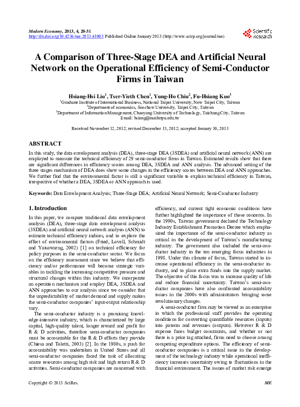 (PDF) A Comparison of Three-Stage DEA and Artificial Neural Network on ...