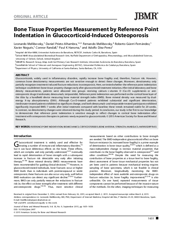 (PDF) Bone Tissue Properties Measurement by Reference Point Indentation ...