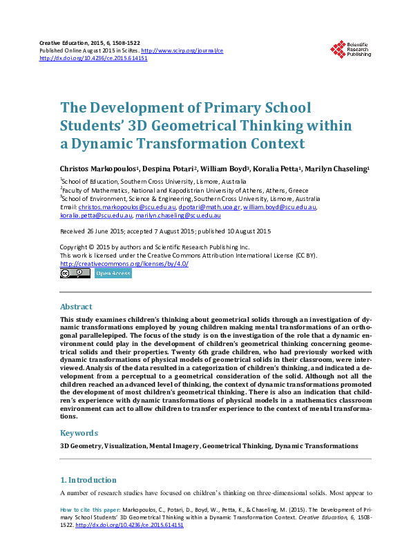 (PDF) The Development of Primary School Students’ 3D Geometrical ...